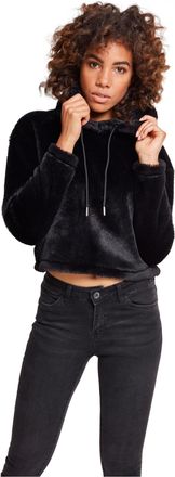 Urban Classics Damen Ladies Oversize Short Teddy Hoody Kapuzenpullover, per Pack Schwarz (Black 00007), Small (Herstellergröße: S)