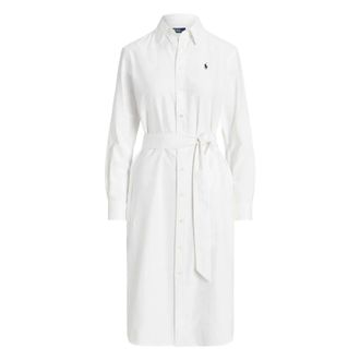 Polo Ralph Lauren Femme, Robes, Blanc, Taille: 34 FR Robe Midi en Coton