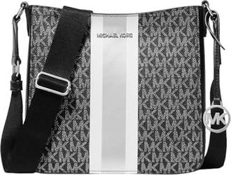 Michael Kors Jet Set Small Signature Logo Stripe Crossbody Bag Black