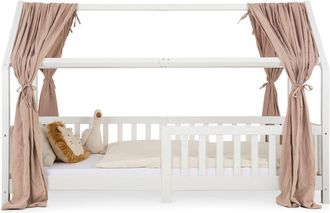 IDIMEX Hausbett Himmel NENA im 2er Set in Taupe - Betthimmel aus 100% Baumwolle, Baldachin Musselin zweilagig, Bettvorhang f&uuml;r Kinder, Hausbett Deko