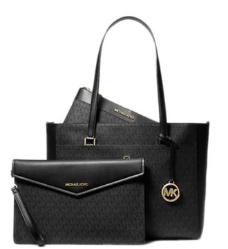Michael Kors Maisie Pochette 3 en 1 pour femme avec fermeture &eacute;clair sur le dessus et bandouli&egrave;re MK Signature, noir, Large