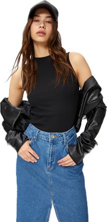 Koton Women Basic Sleeveless Ribbed Halter Neck Tank Top
