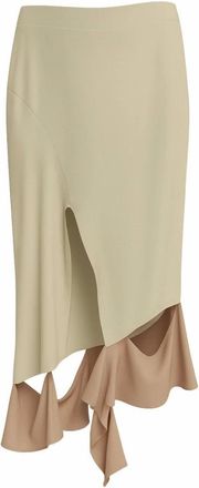 Silvian Heach Femme, Jupes, Beige, Taille: 40 FR Gonna midi asimmetrica fondo a contrasto
