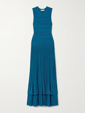 Ulla Johnson Mireille Maxi-strickkleid Mit Plissee - Blau