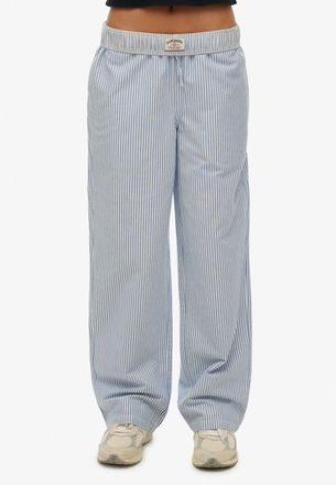Superdry Cargohose SUPERDRY COTTON STRIPE ELASTIC TROUSER, Damen, Gr. XL, N-Gr, azure blau stripe oxford, Jersey, Obermaterial: 100% Baumwolle, gestreift, rela