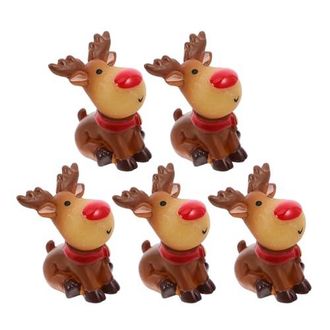 DOITOOL 5pcs Mini d&eacute;corations de Cerfs de no&euml;l pour la Maison Ornements de wapitis de No&euml;l Ornements de Bureau Ornement en r&eacute;sine de Wapiti pour d&eacute;corations d