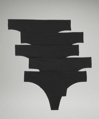 lululemon InvisiWear String mit mittelhohem Bund 5er-Pack für Frauen - Größe 2XL in Black