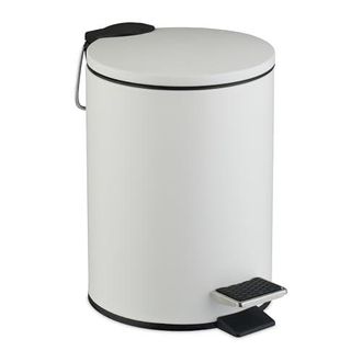 Relaxdays Kosmetikeimer, 3 Liter, Absenkautomatik, entnehmbarer Inneneimer, Metall, Bad M&uuml;lleimer mit Deckel, wei&szlig;