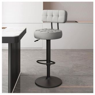 Generic H&ouml;henverstellbarer Drehhocker mit R&uuml;ckenlehne, K&uuml;chenstuhl Aus Pu-Kunstleder f&uuml;r K&uuml;chentheke, Essbereich, 60-80 cm