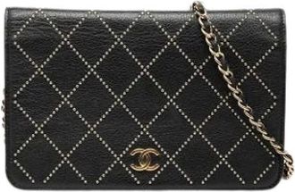 Chanel Portefeuille sur cha&icirc;ne Pre-owned - Femme - Pre-owned - Noir - Taille: ONE Size