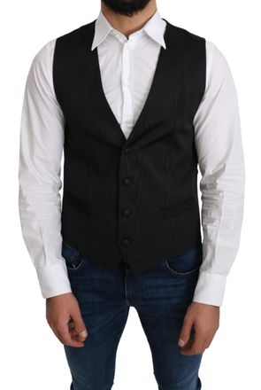 Dolce & Gabbana Mens Gray Silk Formal Coat Vest Clothing