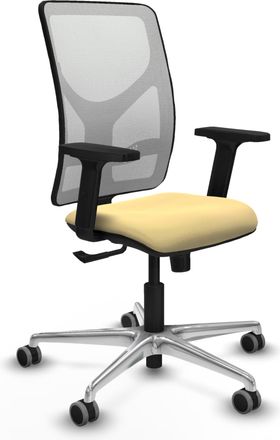 Piqueras y Crespo B&uuml;rostuhl mit 2D-Armlehnen, ausgestattet mit 3 Positionen und Schneideschaum, 65 mm Rollen, Parkett, Wei&szlig;/Cremefarben