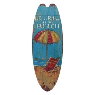 Garneck Panneau de Planche de Surf en Bois- Est Meilleure à La Plage L été Et La Fête à La Plage Décoration Murale Décor de Planche de Surf pour Bar/Café/Salo