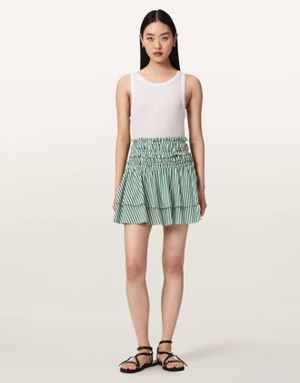 AllSaints Kali - Mini-jupe - Vert pomme et blanc