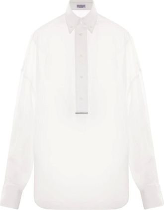 Brunello Cucinelli Blouse D&eacute;tail Monili - Femme - Blouses et Chemises - Blanc - Taille: 44 FR