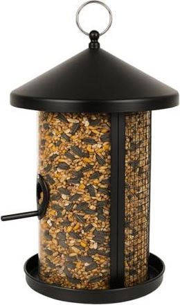 Flamingo Vogelfutterspender - Eira Schwarz - 31 cm - F&uuml;r K&ouml;rner & Erdn&uuml;sse - Metall & Polycarbonat - Schutzgitter - Flamingo