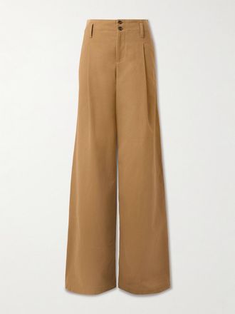 Chloé Bundfaltenhose Mit Geradem Bein Aus Baumwoll-canvas - Braun