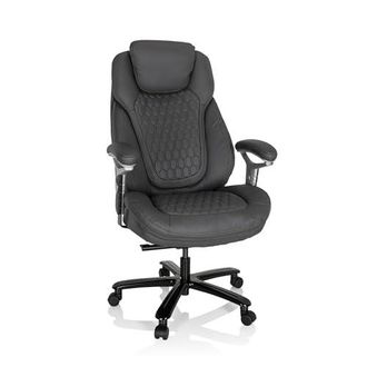 hjh OFFICE 738126 PULLMANN Fauteuil de Bureau en Cuir synth&eacute;tique rembourr&eacute; et r&eacute;glable en Hauteur Charge maximale 180 kg Gris