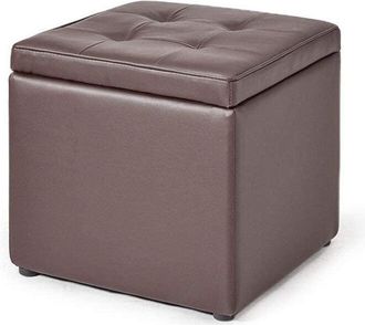 Generic Kreativer, Gepolsterter Fußhocker Mit Stauraum Aus PU - Quadratische Schuhbank Aus Holz for Eingangsbereich, Wohnzimmer, Schlafzimmer (30 X 30 X 35 cm