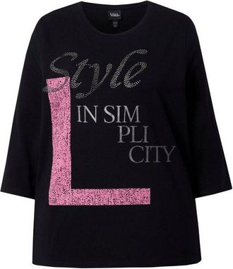 Ulla Popken Longsleeve Shirt Ziersteine Classic Rundhals 3/4-Arm