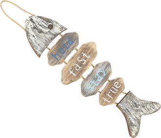 Artibetter DEARMAMY Mediterranes Holz Willkommensschild Fischform Vintage T&uuml;rdeko Maritimes Meeresstil Wanddekoration F&uuml;r Eingangsbereich Wohnzimmer Porche Holzb