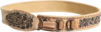 Ermanno Scervino Femme, Accessoires, Beige, Taille: ONE Size Canvas Embellished Metal Buckle Belt