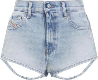 Diesel Femme, Shorts, Bleu, Taille: W26 Short en jean d&eacute;lav&eacute; et d&eacute;coupes