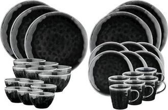 Bj&ouml;rn Borg SR-COMOE26 ENCRE Geschirrset INK, 30-teilig, Steinzeug, Schwarz, Reaktive Glasur, Sp&uuml;lmaschinenfest, f&uuml;r 6 Personen