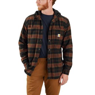 Carhartt Work in Progress Herren Standard Rugged Flex Relaxed Fit Flanell Fleece Gef&uuml;ttert Kapuzenshirt Jac, Schwarz