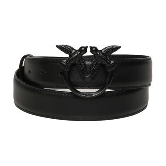 Pinko Pinko, Femme, Accessoires, Noir, Taille: XS Ceinture en cuir noir avec boucle Love Birds