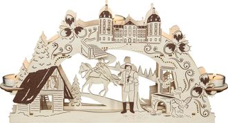 Saico Original Saico - Kerzenhalter DREI Haselnüsse für Aschenbrödel - Leuchter aus Holz mit Märchen-Motiv für 5 Teelichter - märchenhafte Weihnachtsdeko für Innenra