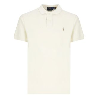 Ralph Lauren Homme, Tops, Beige, Taille: S Polo en coton brod&eacute; avec poney