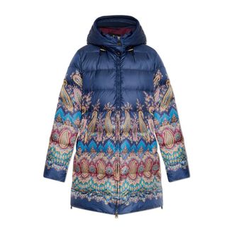 Etro Daunenjacke mit Kapuze und platziertem Druck - - Jackets - Damen - Blau - XS