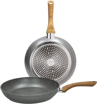 Tognana Porcellane v77914amgrw 2Stück (S) Topf-Set Kochtopf-Kits (grau, Aluminium, Marmotech, 24 cm, 28 cm, Holz