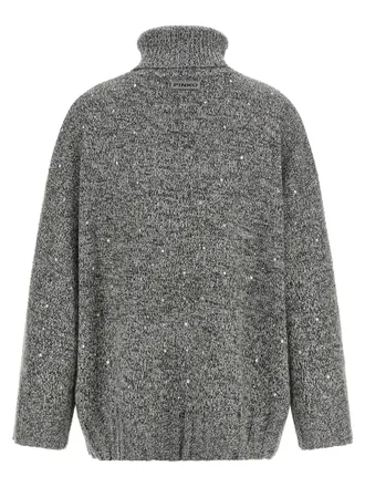 Pinko Crystal-Embellished Wool Blend Sweater - grey