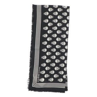 Alexander McQueen Schal mit Totenkopf-Print aus Wolle - - Accessories - Damen - Schwarzk - ONE SIZE