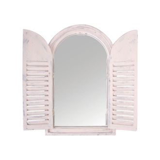 Esschert Design Miroir portes fran&ccedil;aises en bois - L 4,8 cm x l 37 cm x H 59 cm - Blanc cass&eacute; - Livraison gratuite