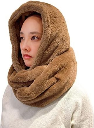 Lina & Lily Écharpe Tube à Capuche en Fausse Fourrure pour Femme Hiver (Kaki)