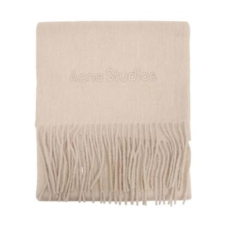 Acne Studios Logo-Stickerei Wollmischungs-Schal - - Accessories - unisex - Beige - ONE SIZE