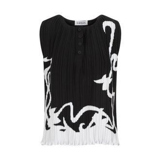 Lanvin Femme, Tops, Noir, Taille: 38 FR Haut plissé noir sans manches