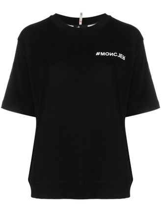 Moncler t-shirt en coton Mountain à logo imprimée - Noir