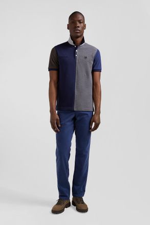 Eden Park Polo Manches Courtes Colorblock En Piqu&eacute; Coton Gris Coupe Regular