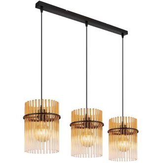 Globo Lighting Lampe suspendue lampe &agrave; manger lumi&egrave;re verre plafonnier &agrave; 3 lampes ambre