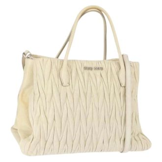 Miu Miu Sac &agrave; main en cuir Pre-owned - Femme - Pre-owned - Beige - Taille: ONE Size