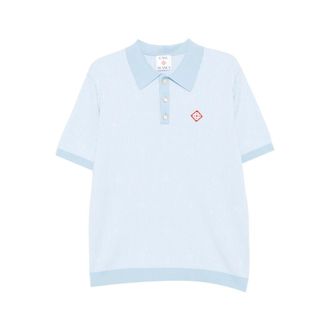Casablanca Gestreiftes Kurzarm-Strickpoloshirt - - Tops - Herren - Blau - L