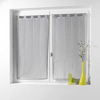 Douceur d'Intérieur Fenster-Gardinen, mit Schlaufen, /Krepp-Gewebe, Polyester/Chenille-Fasern, Polyester, grau, 160x60 cm