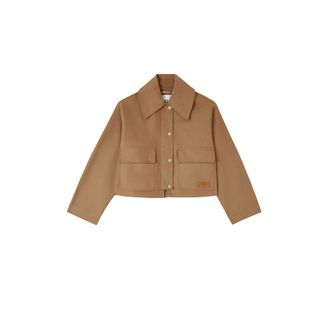 Ganni Femme, Vestes, Brun, Taille: 36/38 FR Veste courte de travail en toile