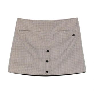 Courr&egrave;ges Minirock mit Hahnentrittmuster und Knopfleiste - - Skirts - Damen - Beige - S