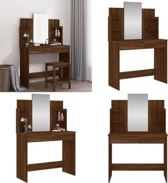 vidaXL Vidaxl - Schminktisch mit Spiegel Braun Eichen-Optik 96x39x142 cm - Schminktisch - Kosmetikschrank - Badezimmerm&ouml;bel - Spiegelkommode - Makeup Tisch