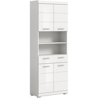 M&S Collection Scout Hochschrank Bad 4 T&uuml;ren, 1 Schublade, 2 Regale Wei&szlig; hochglanz, wei&szlig;